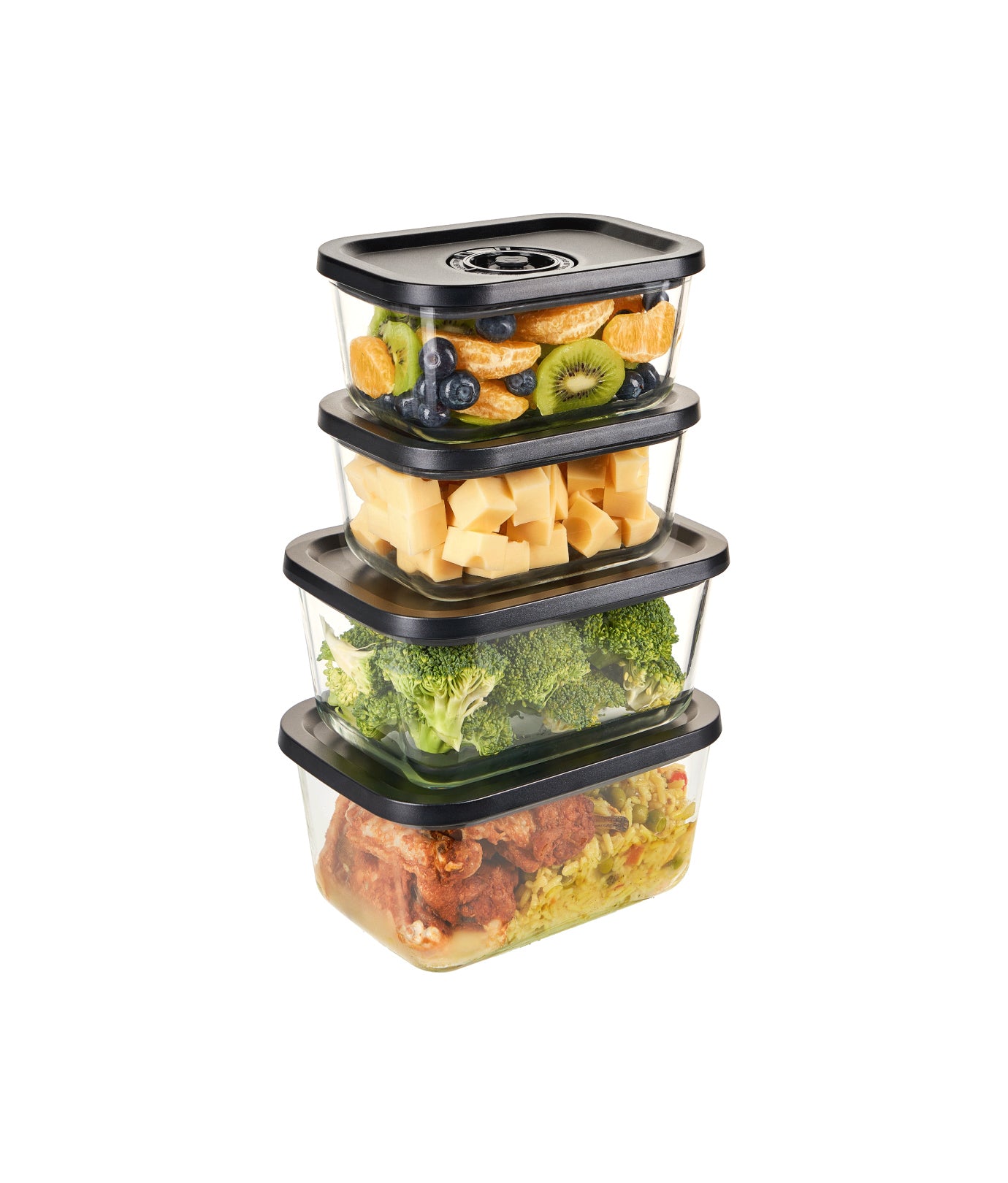 Set 4 caserole pentru vidat, sticlă borosilicată, perete dublu, pompă