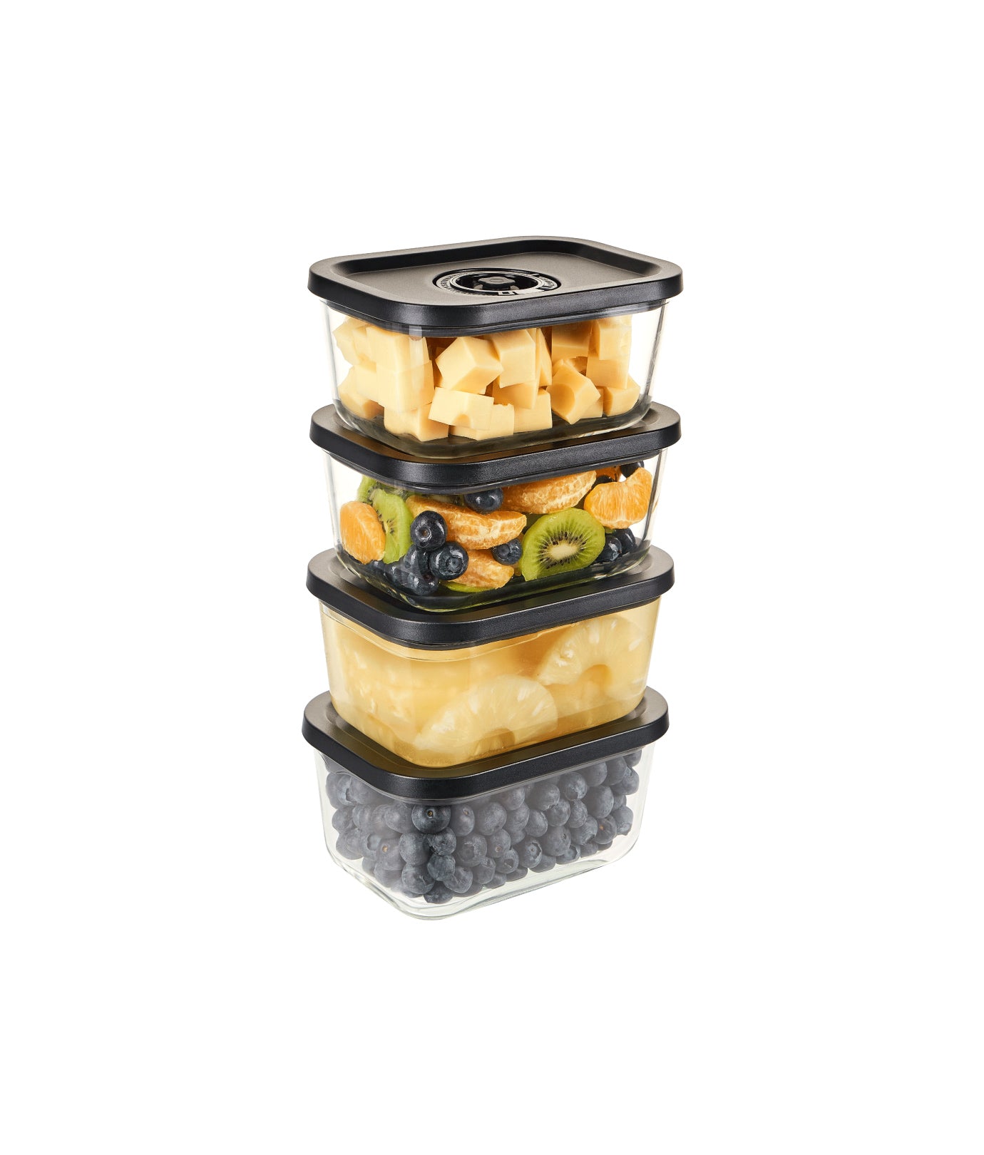 Set 4 caserole pentru vidat, sticlă borosilicată, perete dublu, pompă