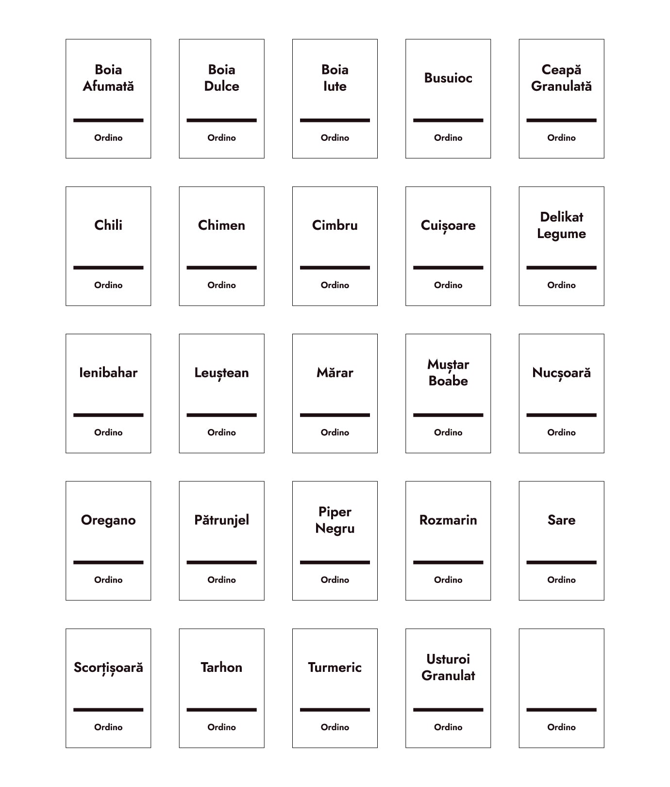 Set 4x24 etichete sticluțe condimente, albe, marker inclus