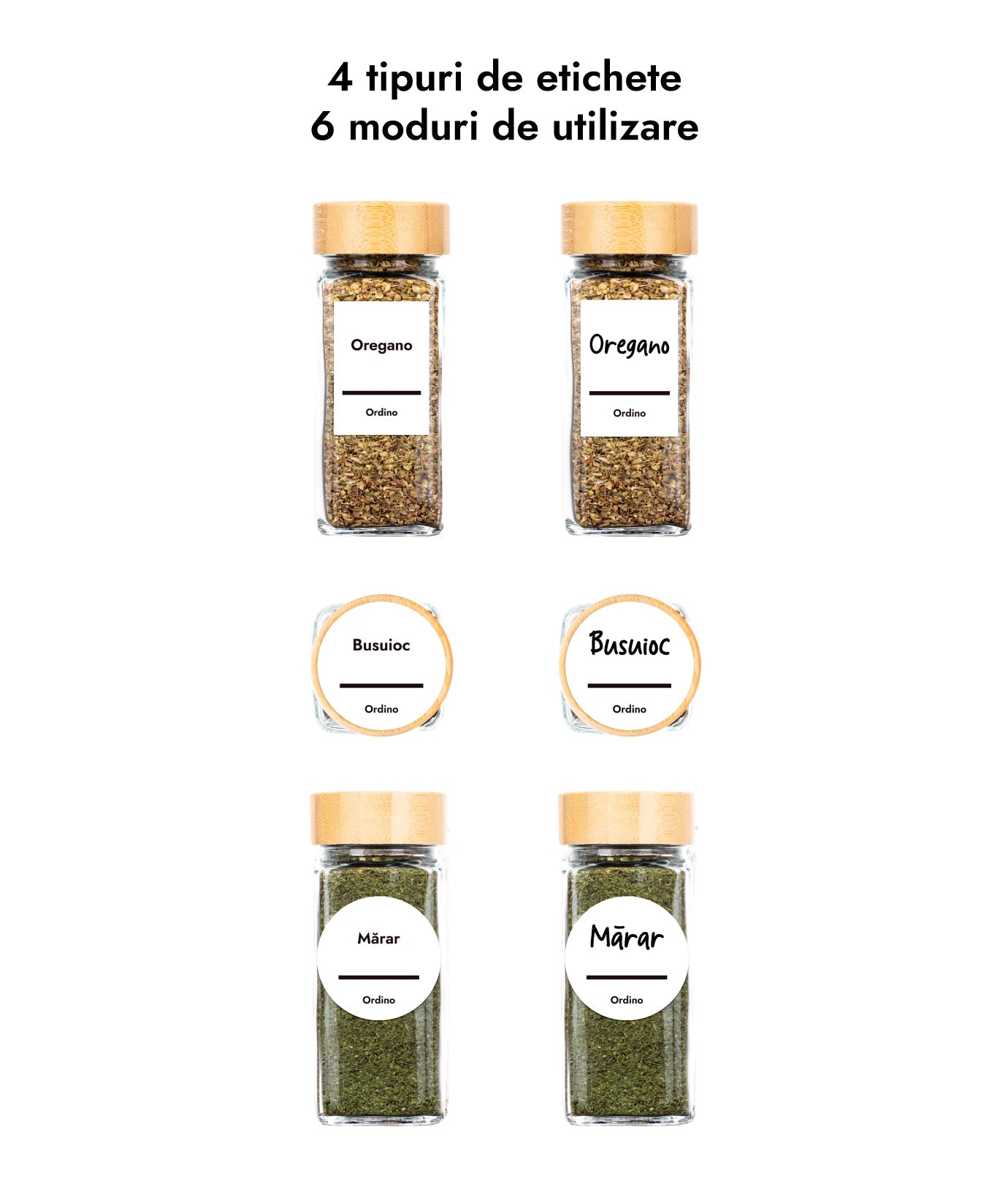 Set 18 sticluțe condimente, capac bambus