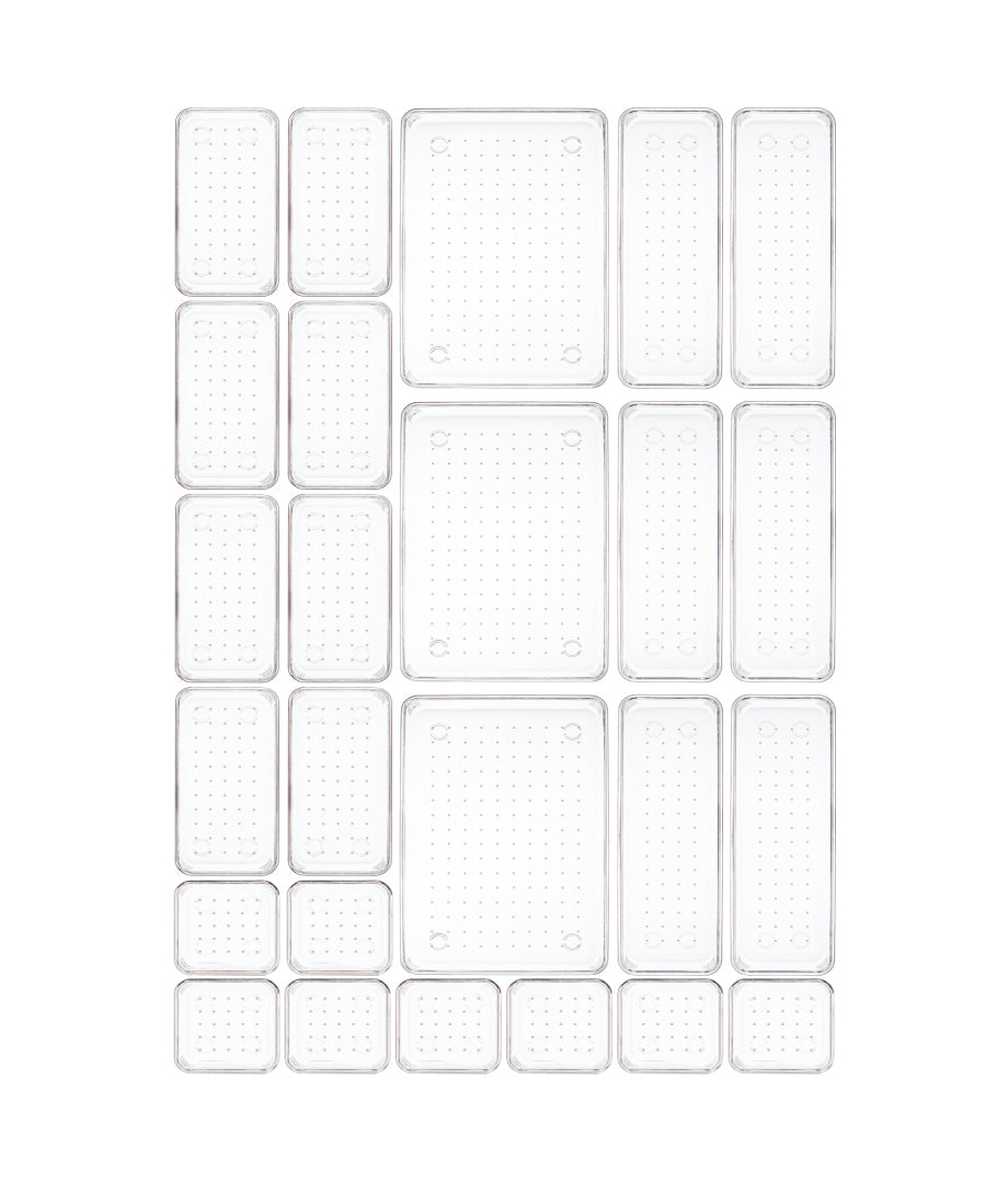 Set 25 cutii modulare organizare sertare, produse îngrijire personală