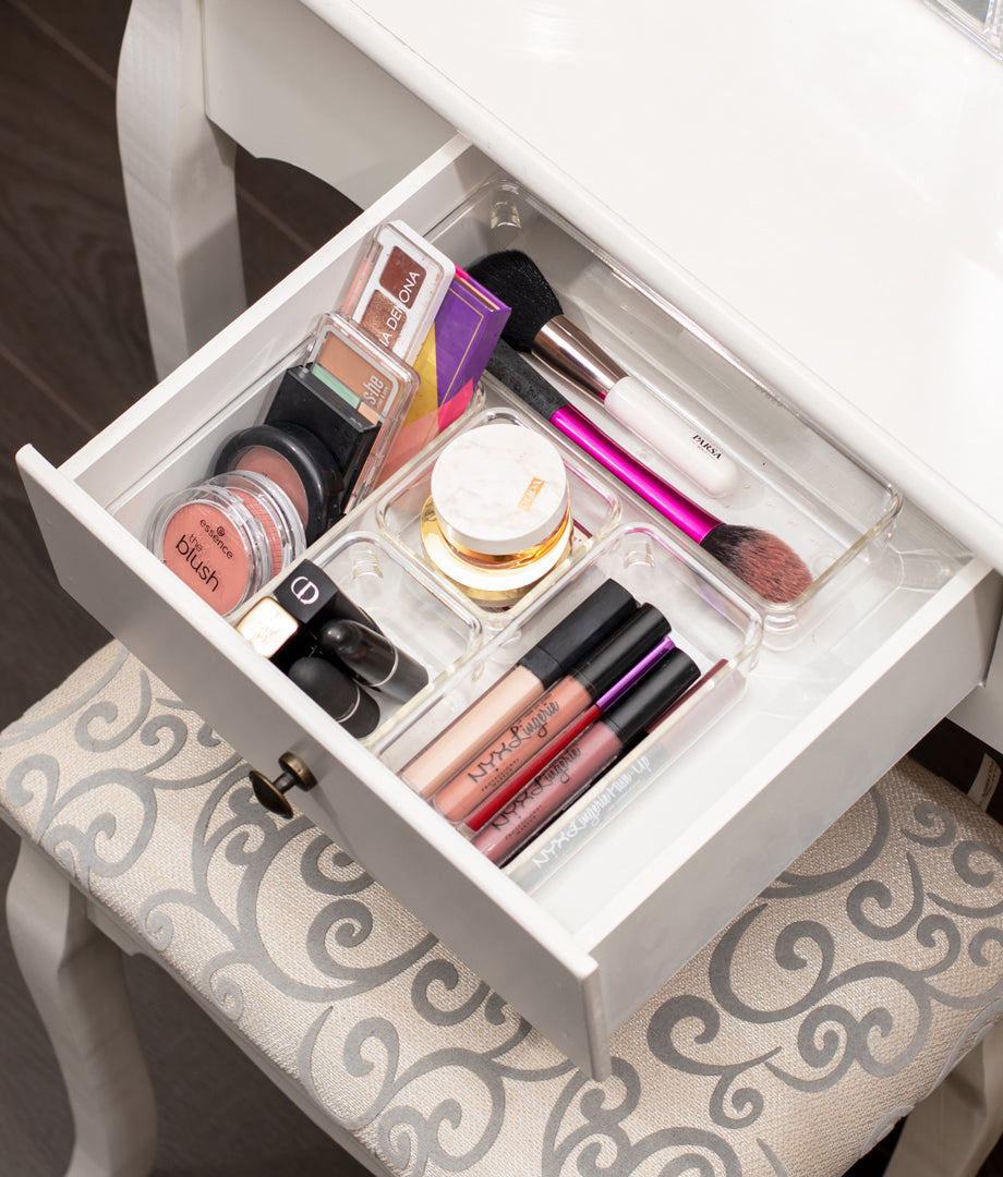 Set 25 cutii modulare organizare sertare, produse îngrijire personală